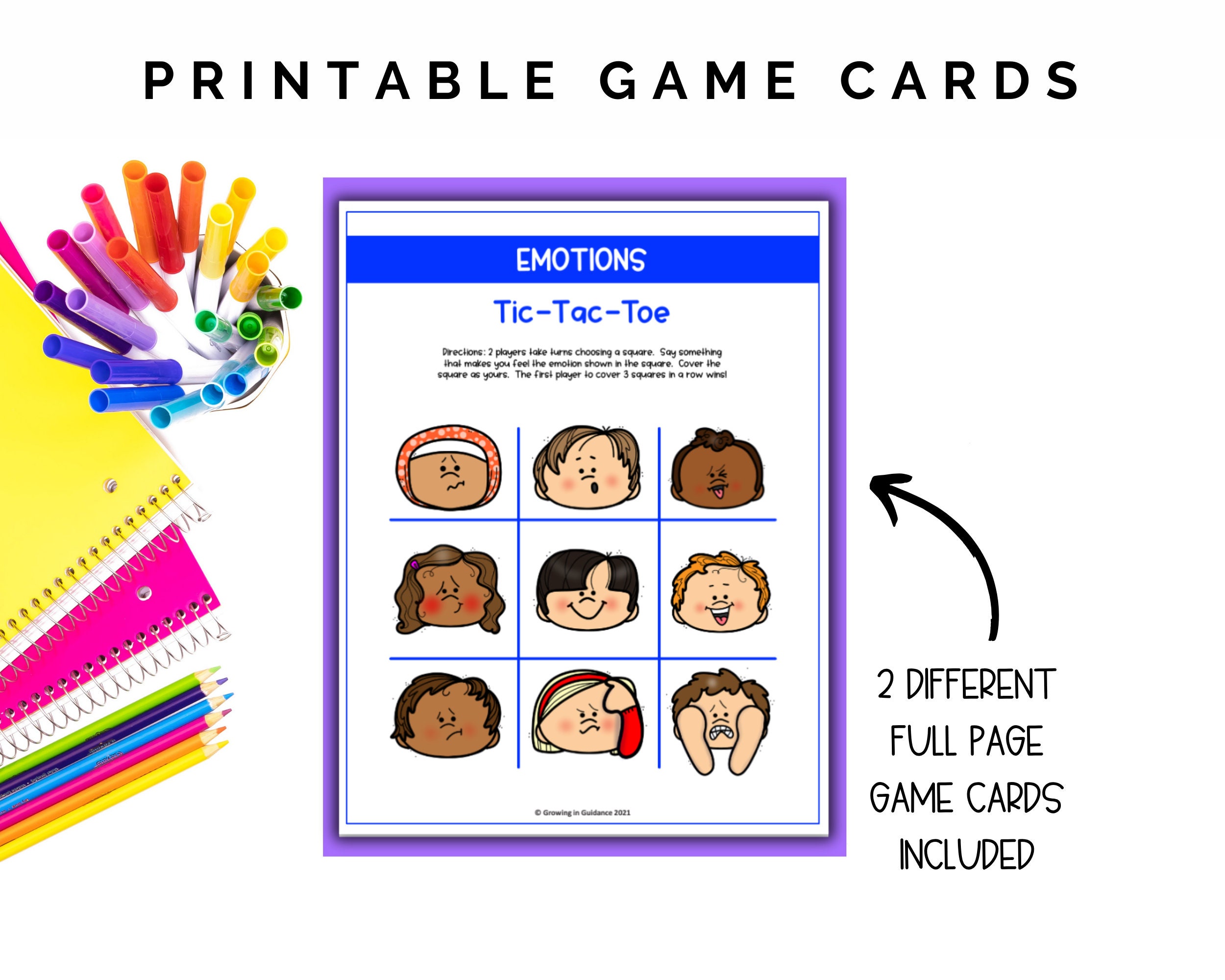 Emotions Tic-tac-toe Game K-5th Grade Elementary SEL Activity School ...