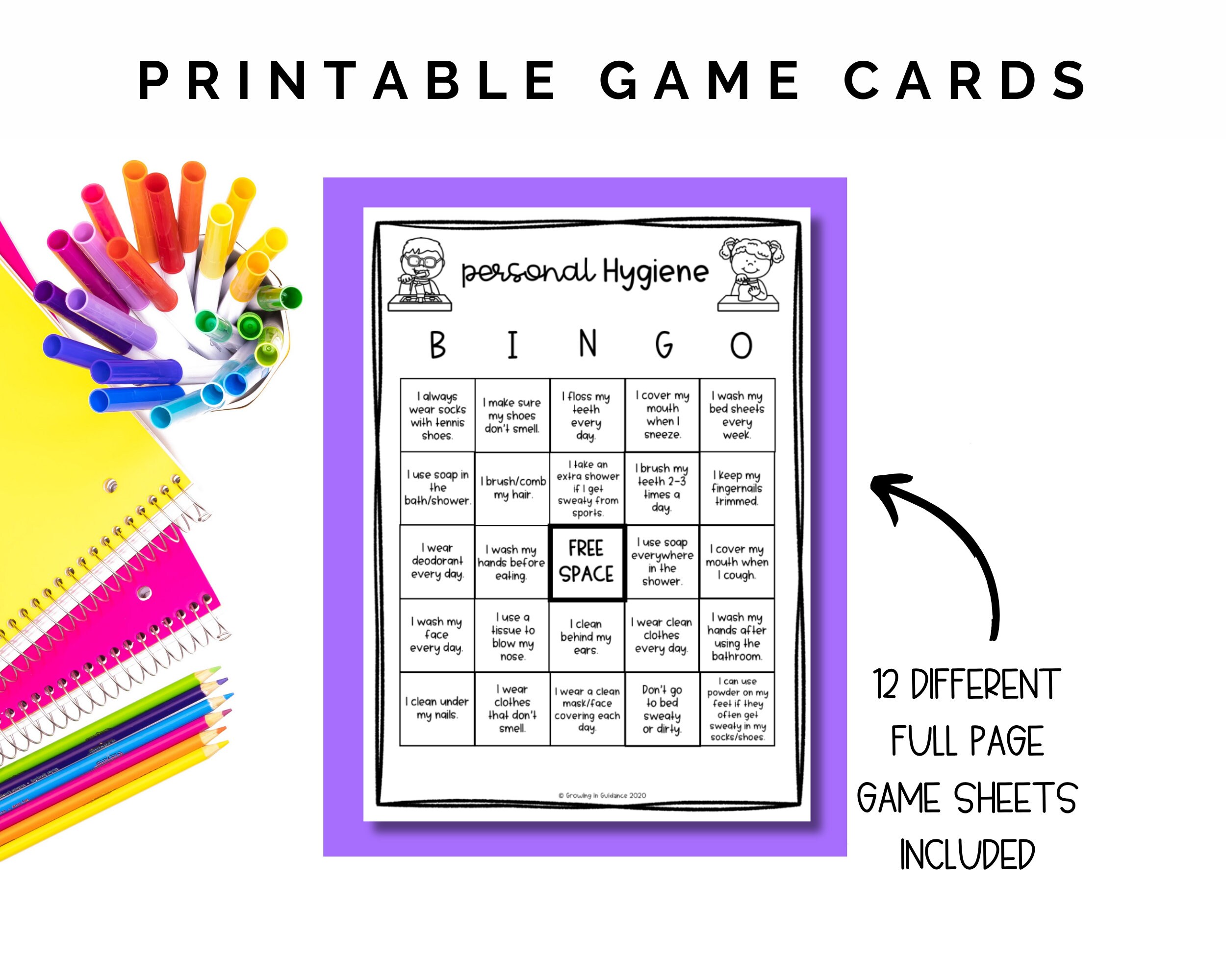 Personal Hygiene BINGO Game: Grades 3-8 (printable) - Etsy