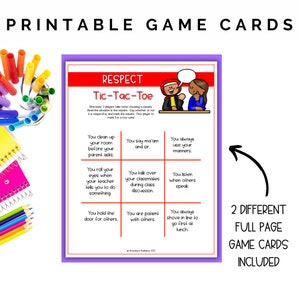 Respect Tic-tac-toe Game 3rd-5th Grade Character School Counseling ...