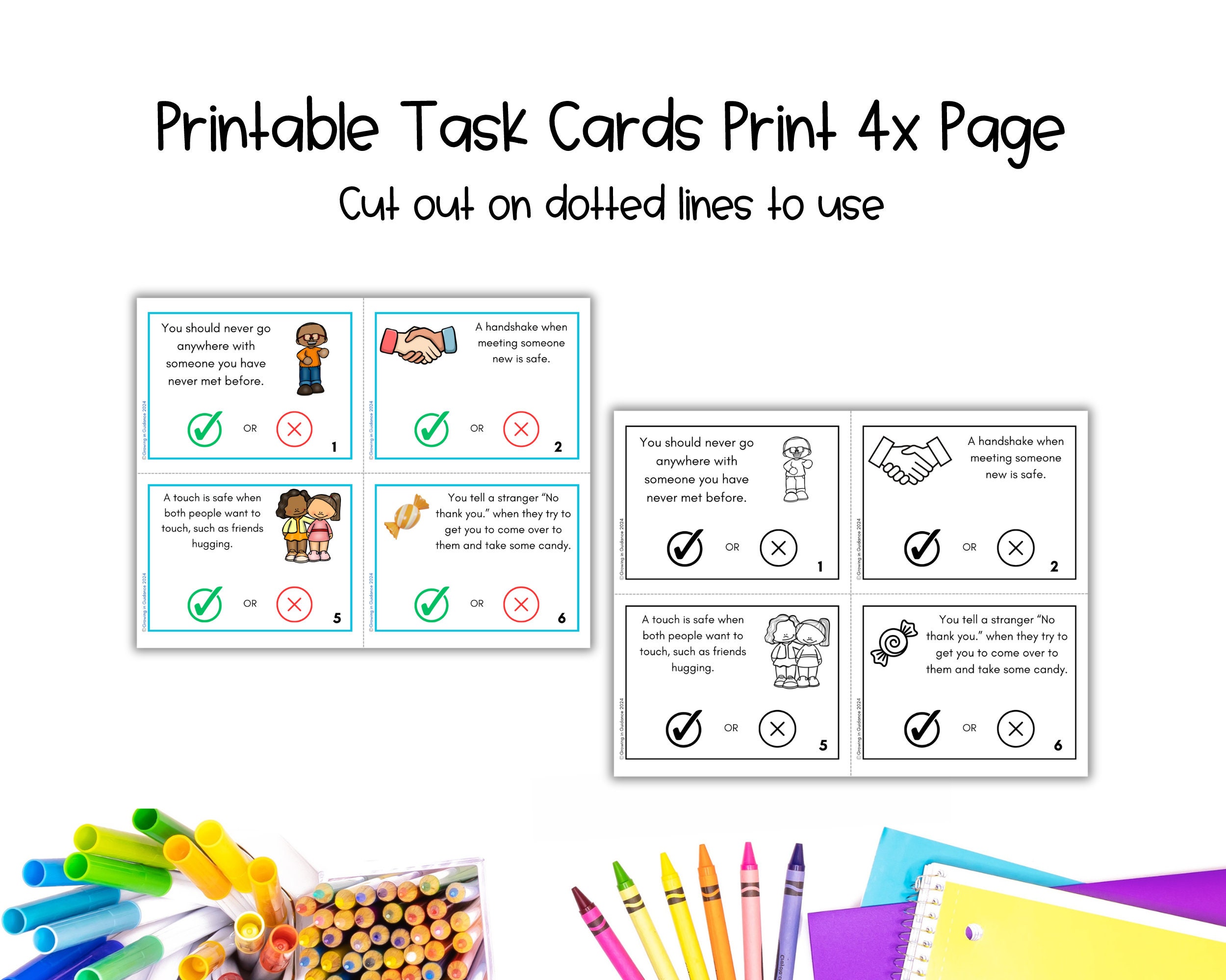 Personal Safety Task Cards 3rd-5th Grade Printable and Digital Cards ...