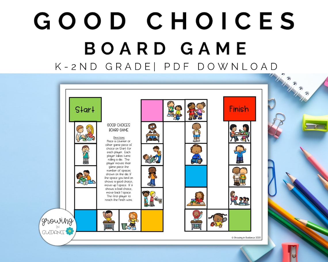 Good Choices Board Game: Classroom Management K-2 (digital Download) - Etsy