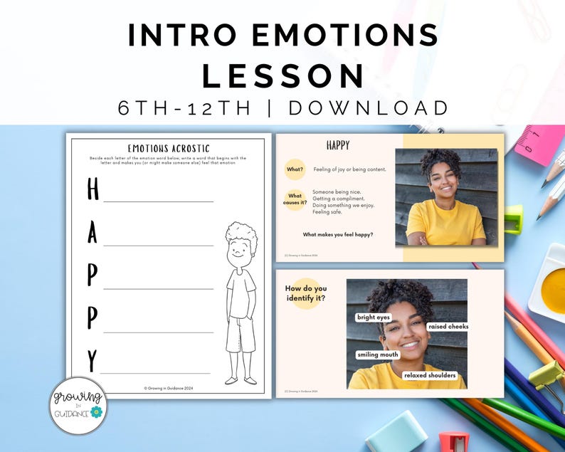 Intro to Emotions Lesson Middle School High School No Prep 6th-12th ...