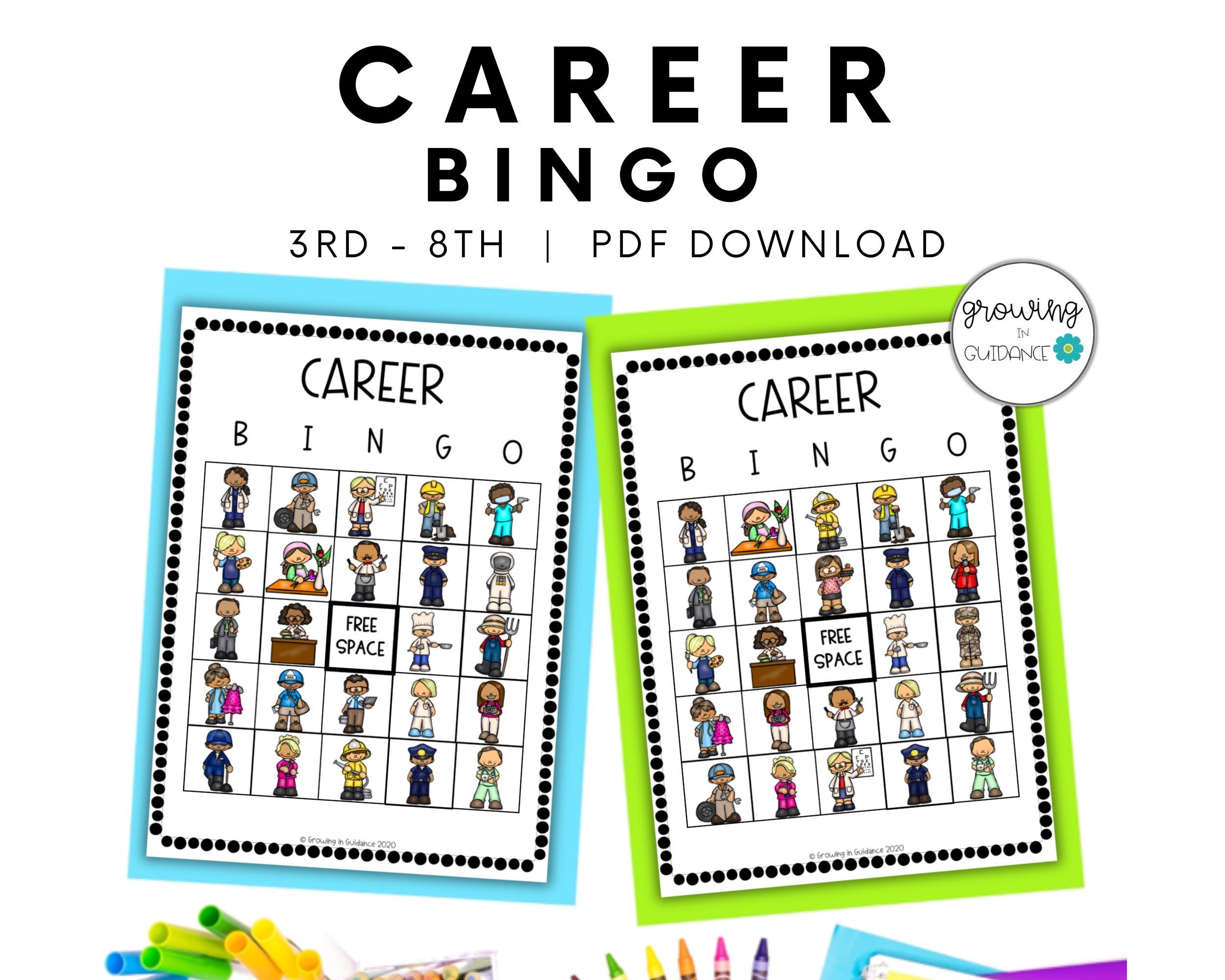 Career BINGO Game 3rd-8th Grade No Prep Careers Activity School ...