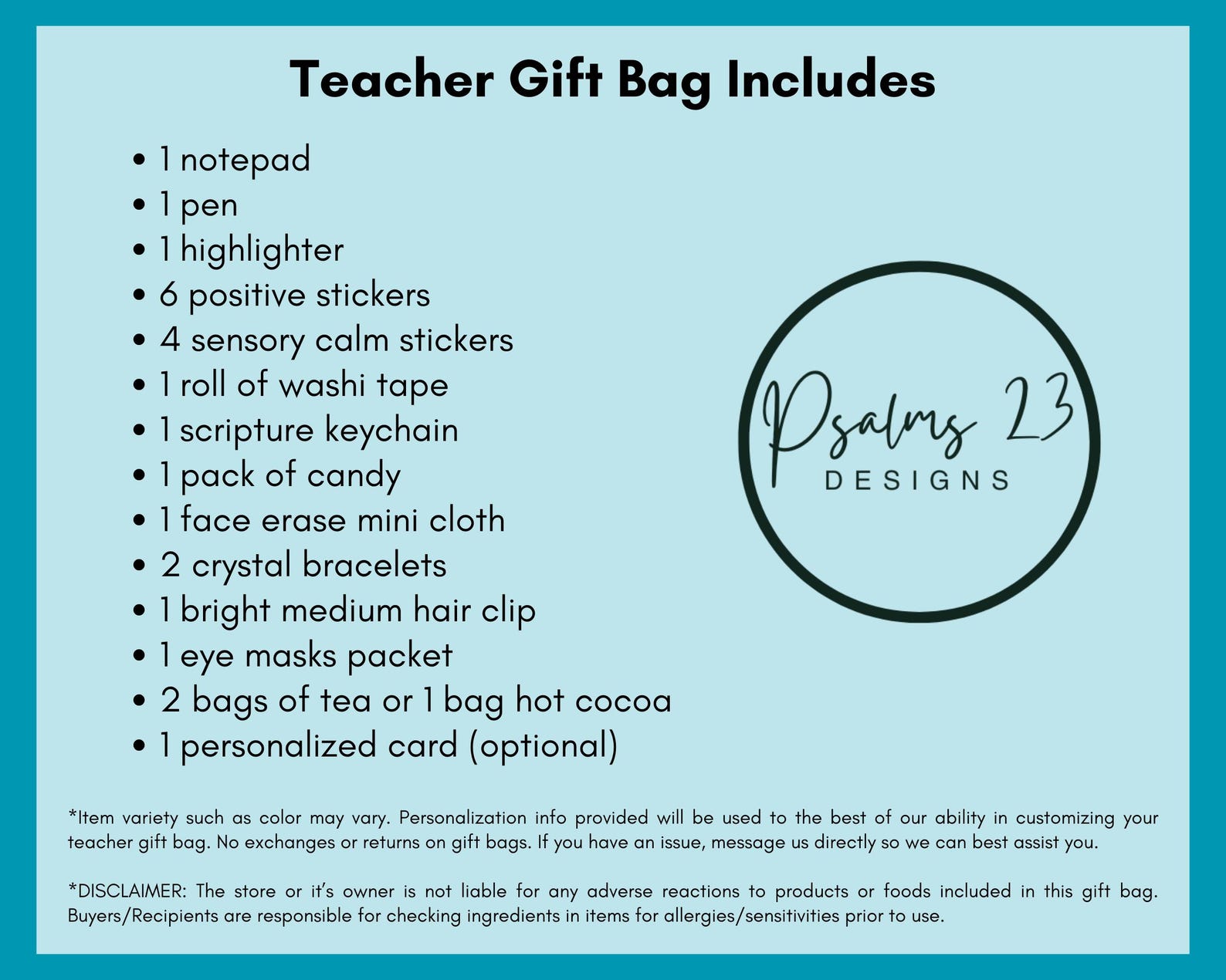 Teacher Gift Bag Teacher Appreciation Week Gift Treat Bag Back to ...