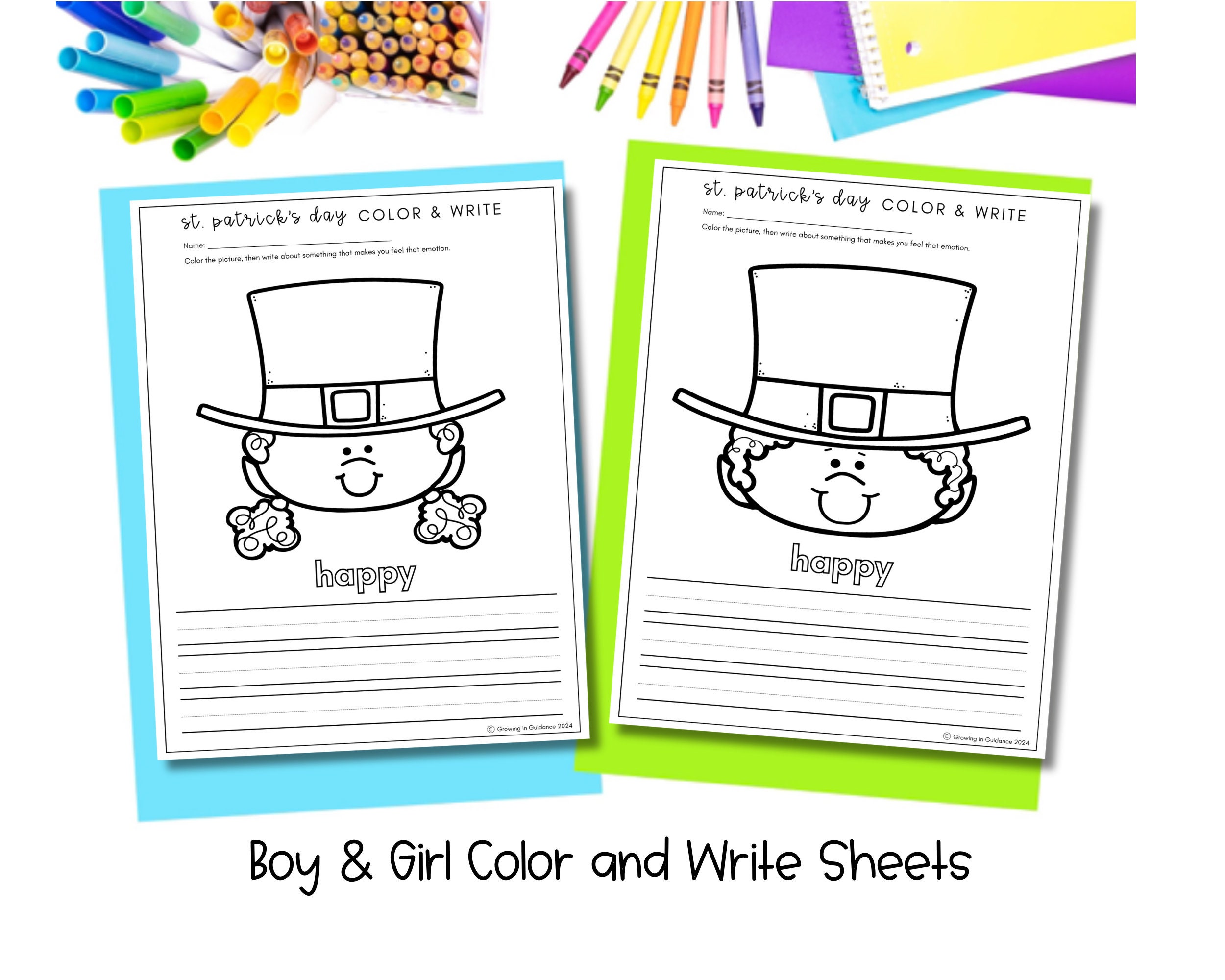 St. Patrick's Day Emotions Activity Sheets K-2 (digital Product) - Etsy