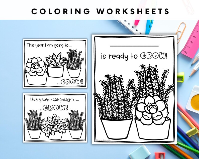 Succulent Theme Back to School Activity Pack: Growth Mindset (digital ...