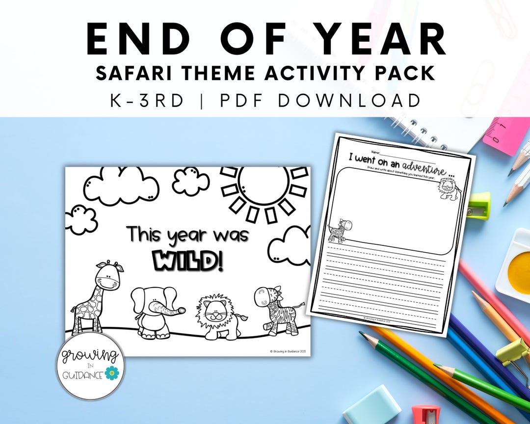 Safari Animal End of Year Activity Sheets: K-3 Reflection Worksheets ...
