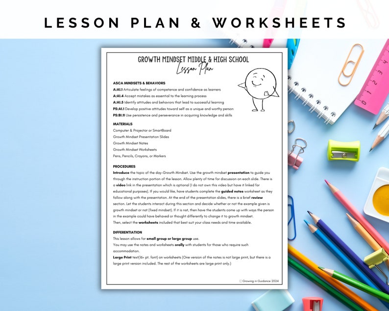 Back to School Growth Mindset Lesson Middle School High School No Prep ...