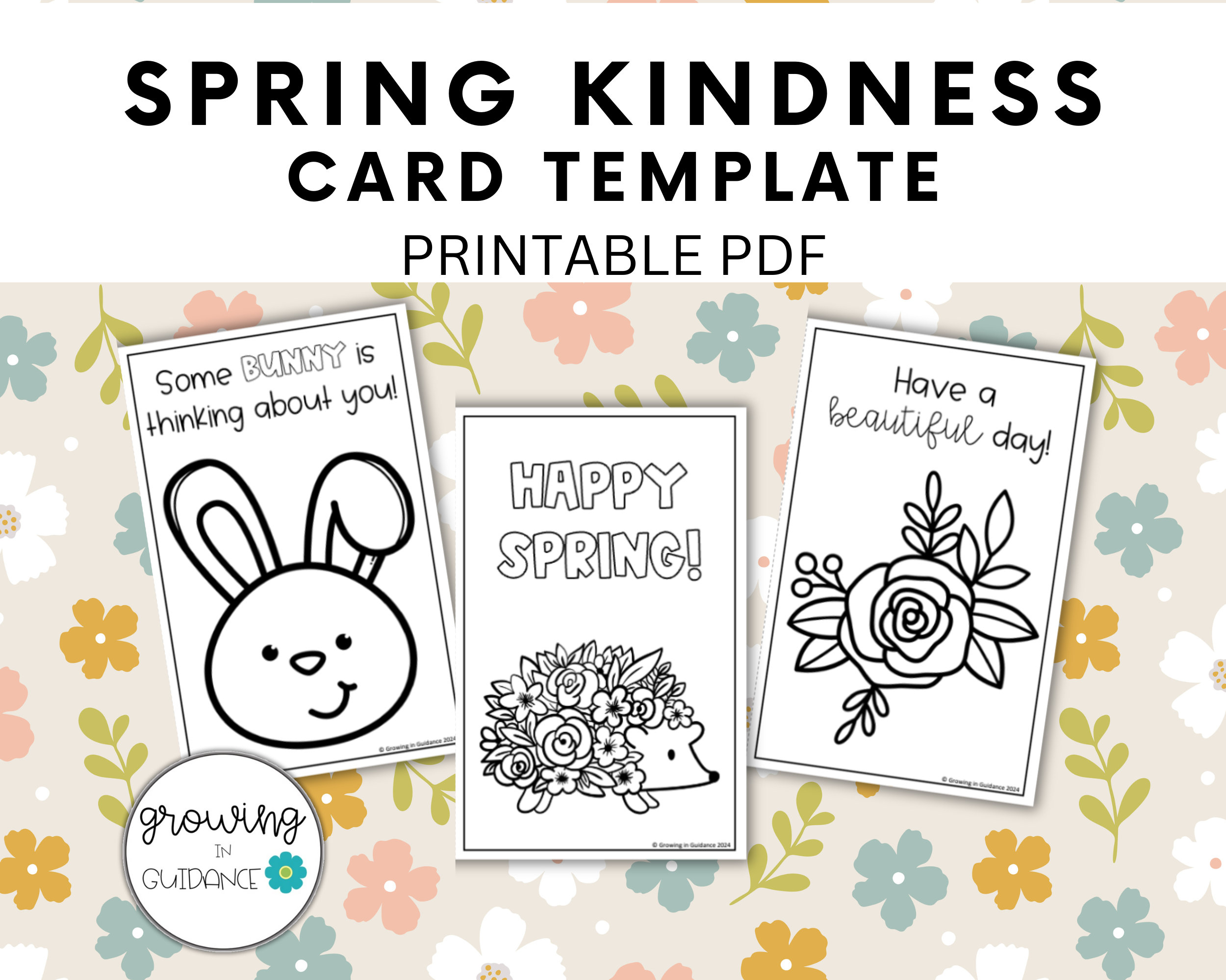 Spring Kindness Card Templates | Elementary Printable Kindness Activity ...