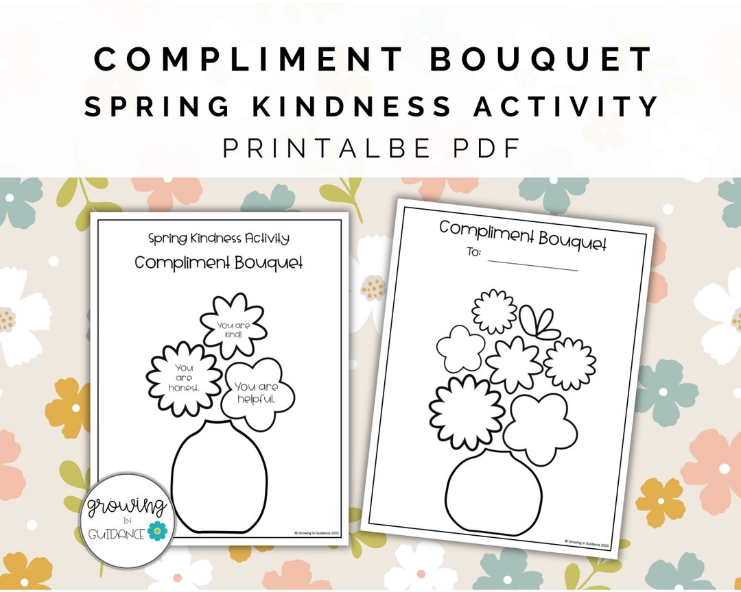 Spring Kindness Activity Compliment Bouquet | Spring Craft | Elementary ...