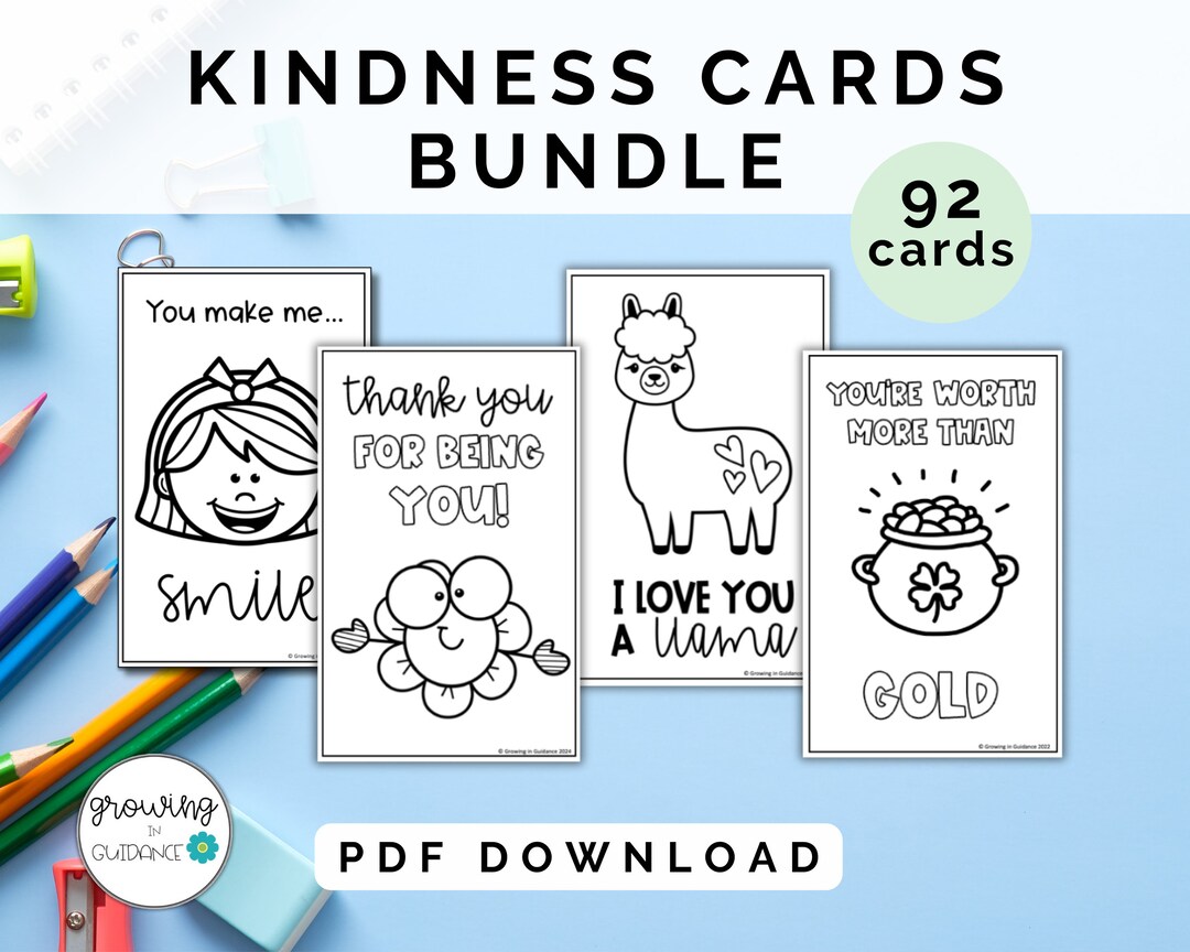Kindness Card Template Bundle Elementary No Prep Activity Kindness Week ...