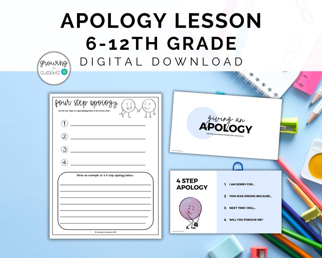 Apology Lesson: Social Skills Presentation & Worksheets (digital ...