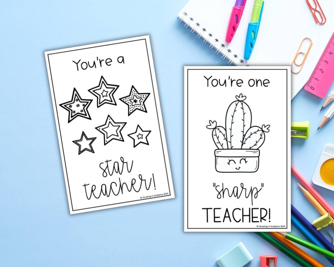 Teacher Appreciation Week Card Templates Thank You Cards - Etsy