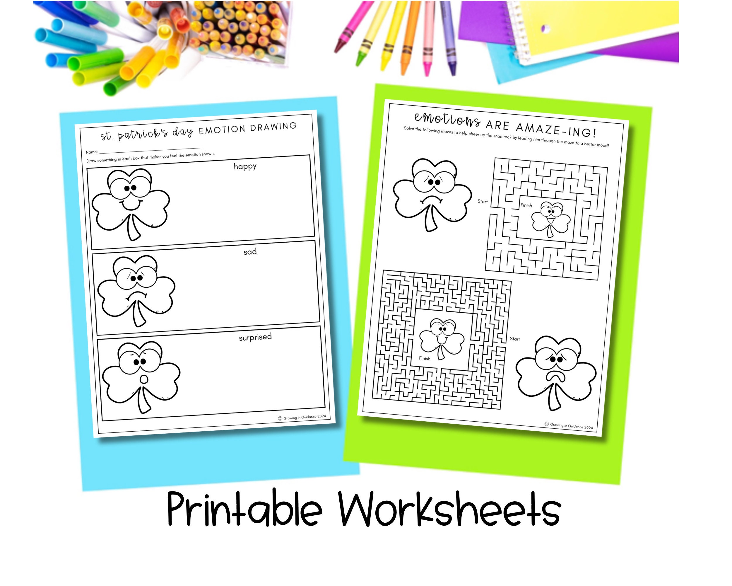 St. Patrick's Day Emotions Activity Sheets K-2 (digital Product) - Etsy
