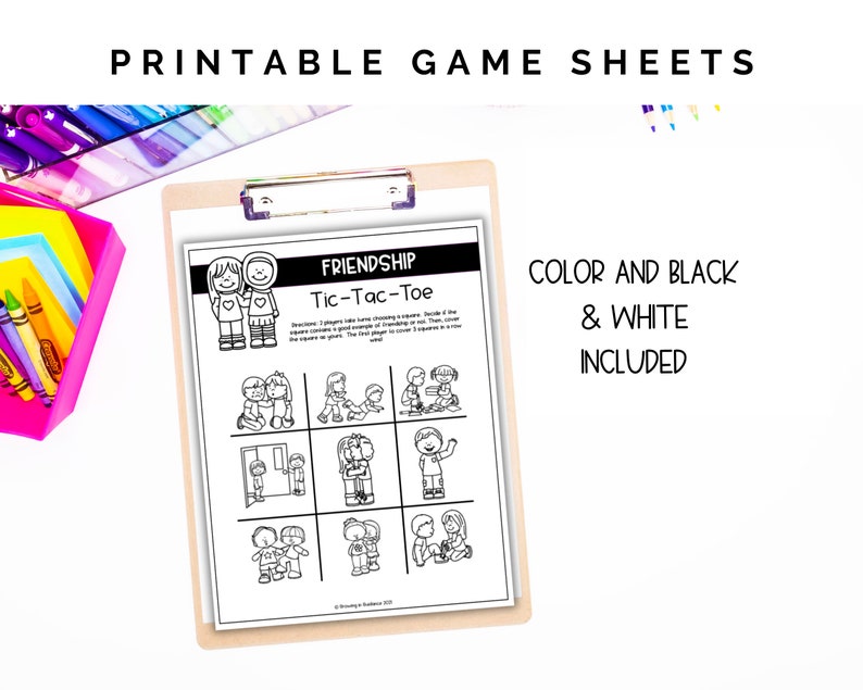 Friendship Tic-tac-toe Game K-5th Grade Elementary Social Skills ...