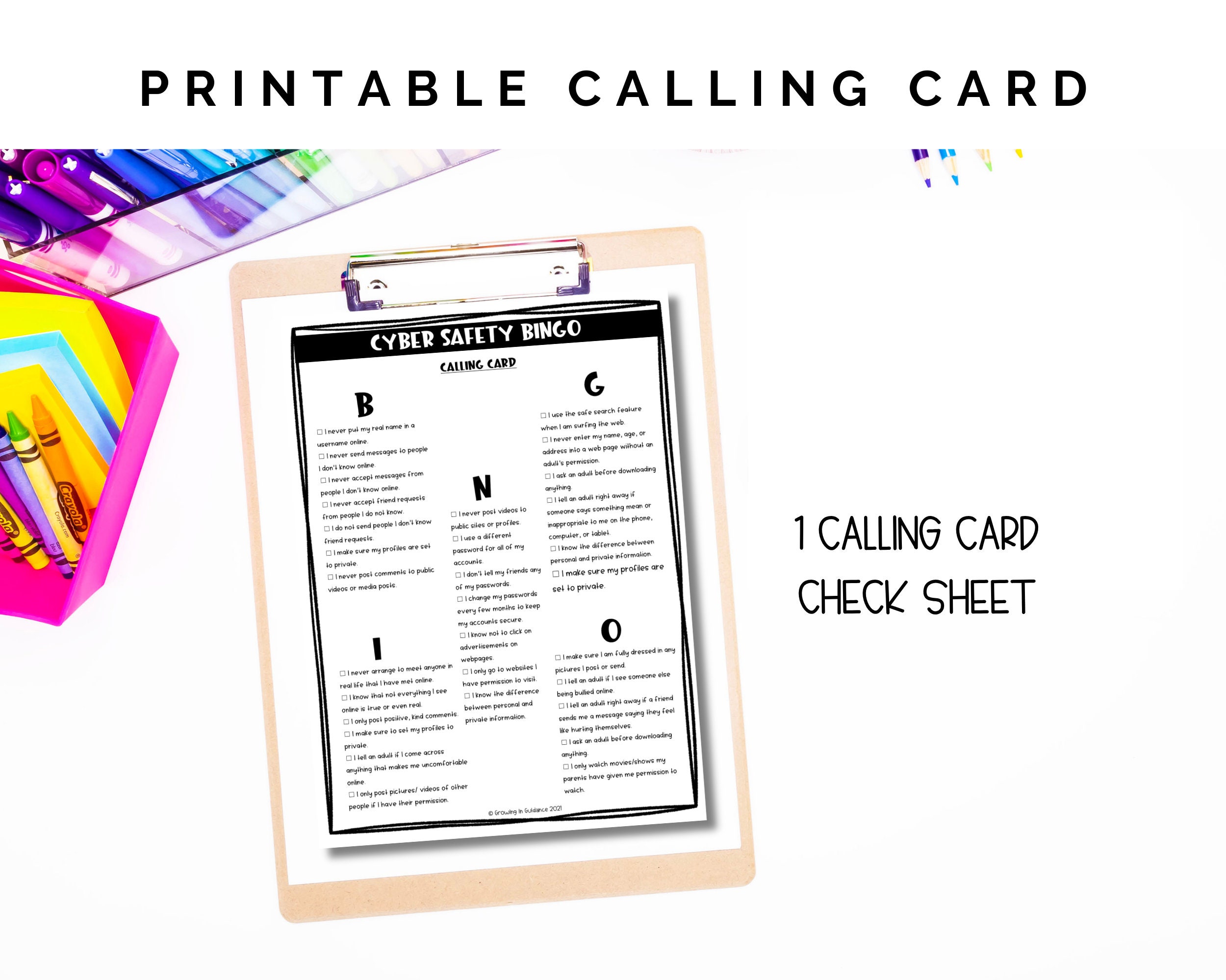 Cyber Safety BINGO 4th-6th Grade Game | School Counseling and ...