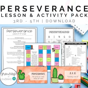 Perseverance Lesson & Activity Bundle: Elementary School Counseling ...