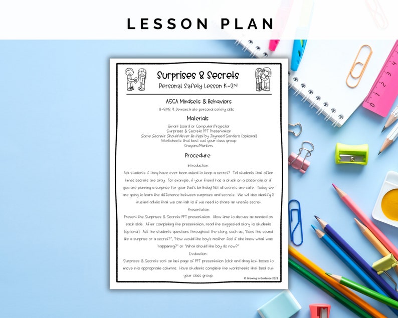 Surprises & Secrets Lesson Prek-2nd Grade | Personal Safety Lesson and ...