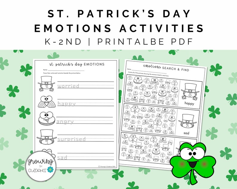 St. Patrick's Day Emotions Activity Sheets K-2nd | St. Patrick's Day ...