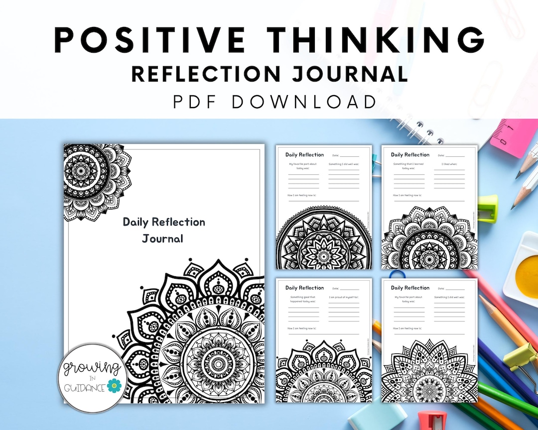 Positive Thinking Journal Mandala Coloring Book Reflection Journal ...