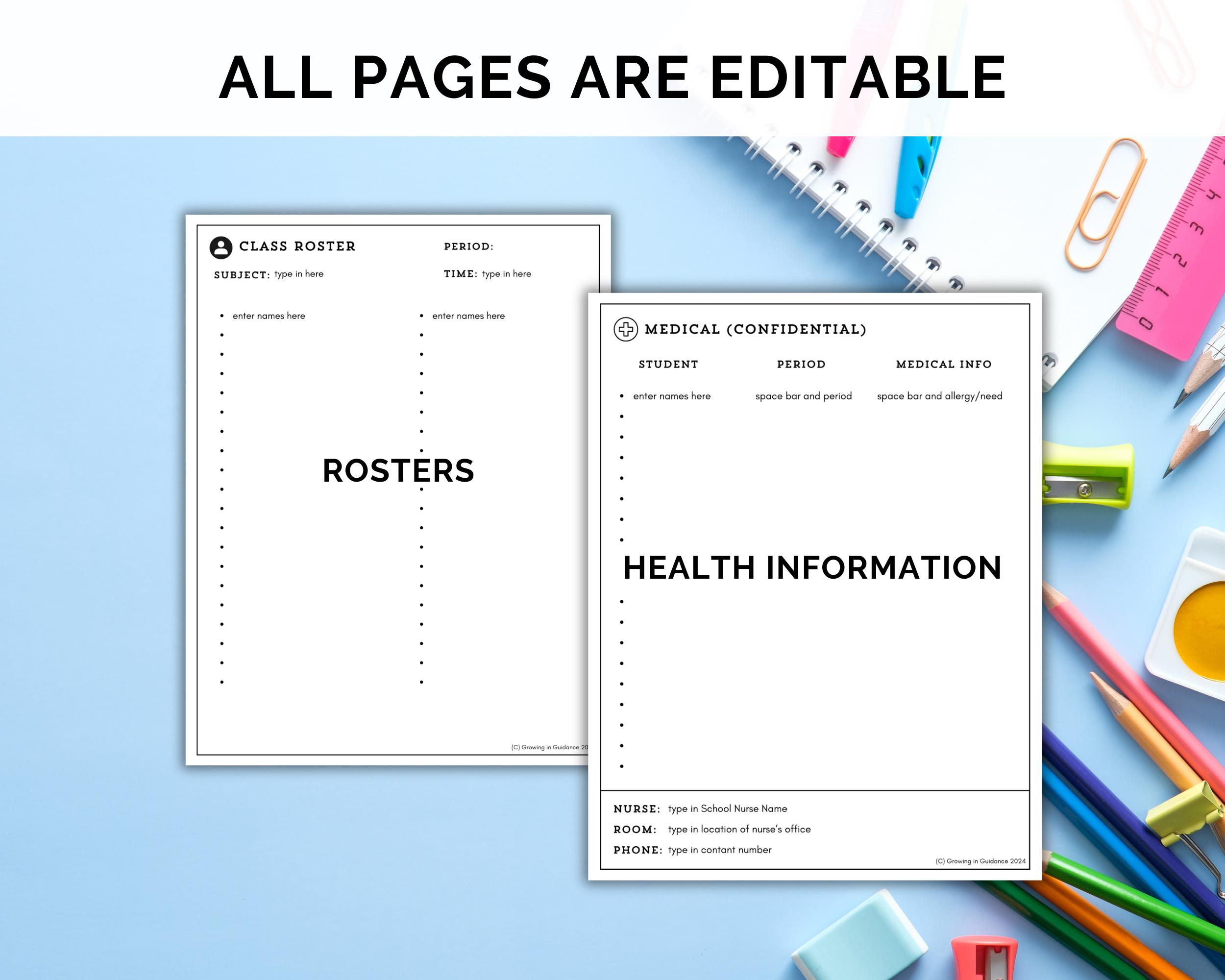 Editable Sub Binder Canva Template Middle & High School 6th to 12th ...