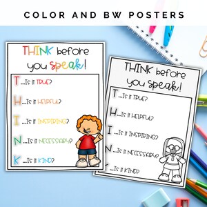 THINK Before You Speak Lesson and Presentation 3rd-5th Grade Kindness ...