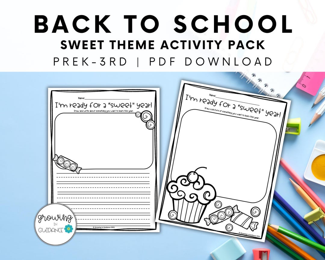 Back to School Activities "sweet" Theme Prek-3rd Grade Growth Mindset ...