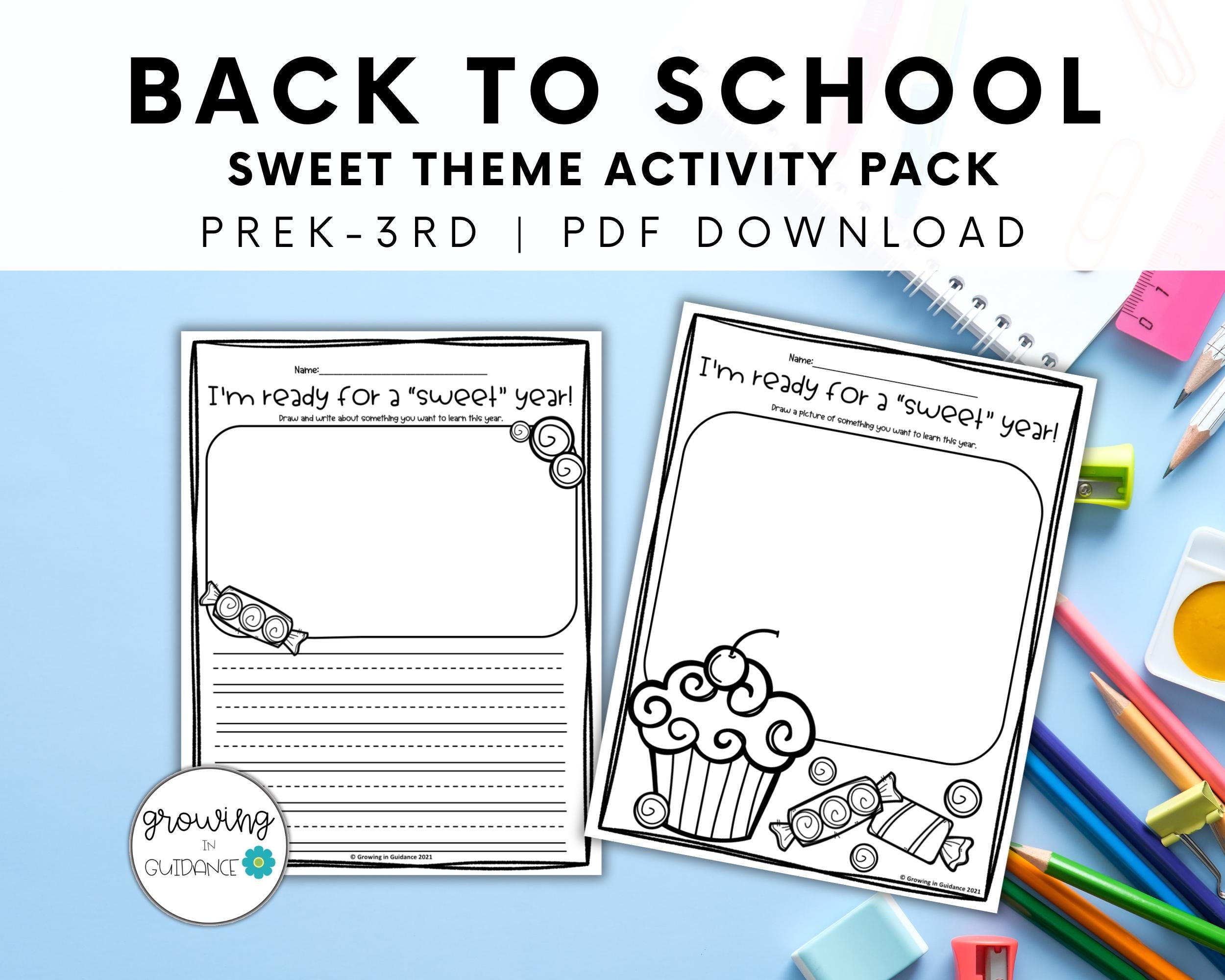 Back to School Activities: Sweet Theme Growth Mindset Worksheets (PDF ...