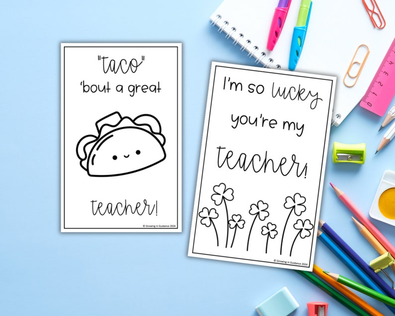Teacher Appreciation Week Card Templates Thank You Cards - Etsy