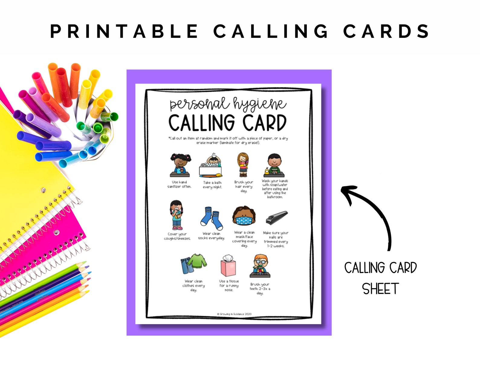 Personal Hygiene BINGO Game Prek-2nd Grade No Prep Life Skills Health ...