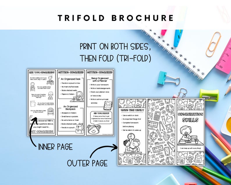 Organizational Skills Brochure 3rd-5th Grade Elementary Organization ...