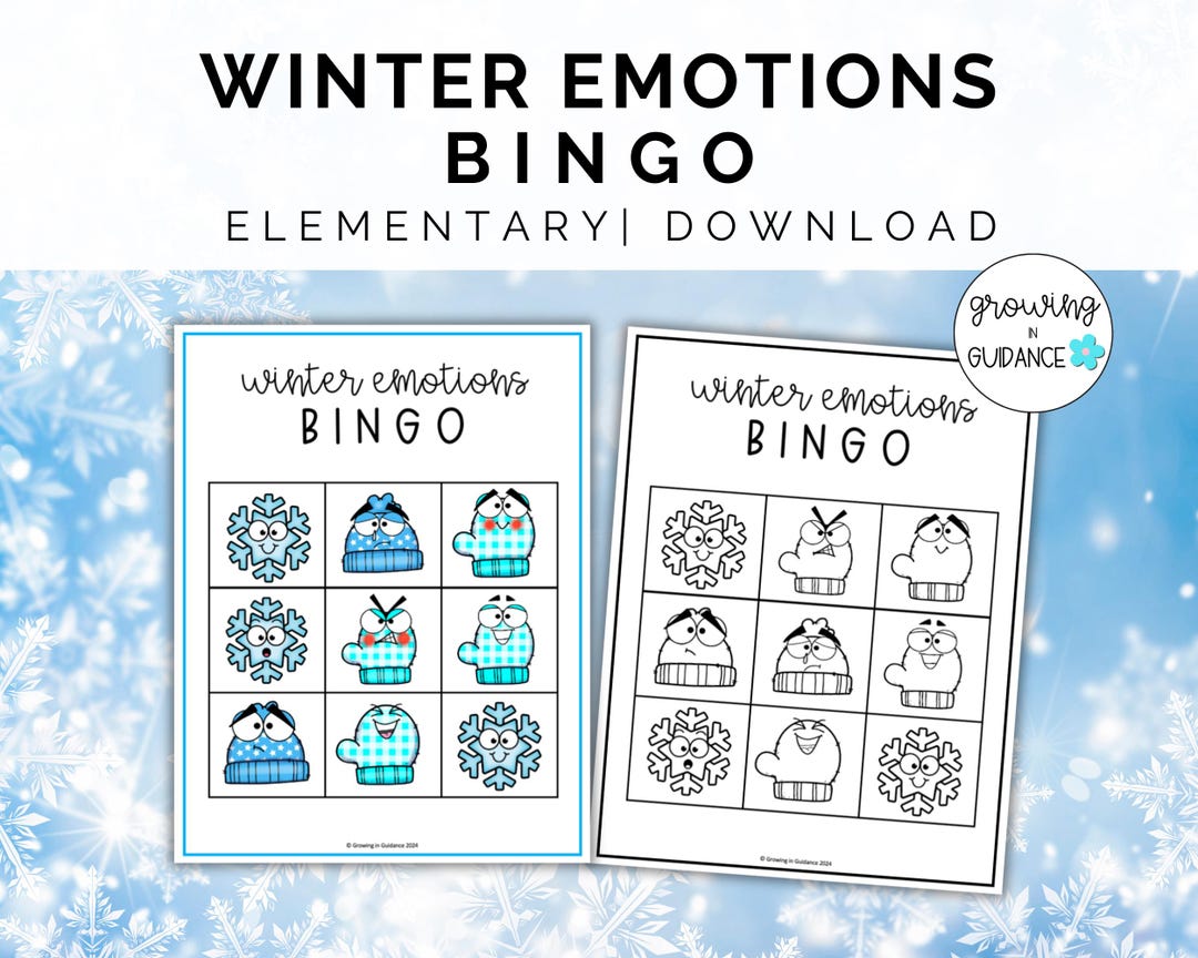 Winter Emotions BINGO Game Prek-2nd Grade No Prep SEL Activity ...