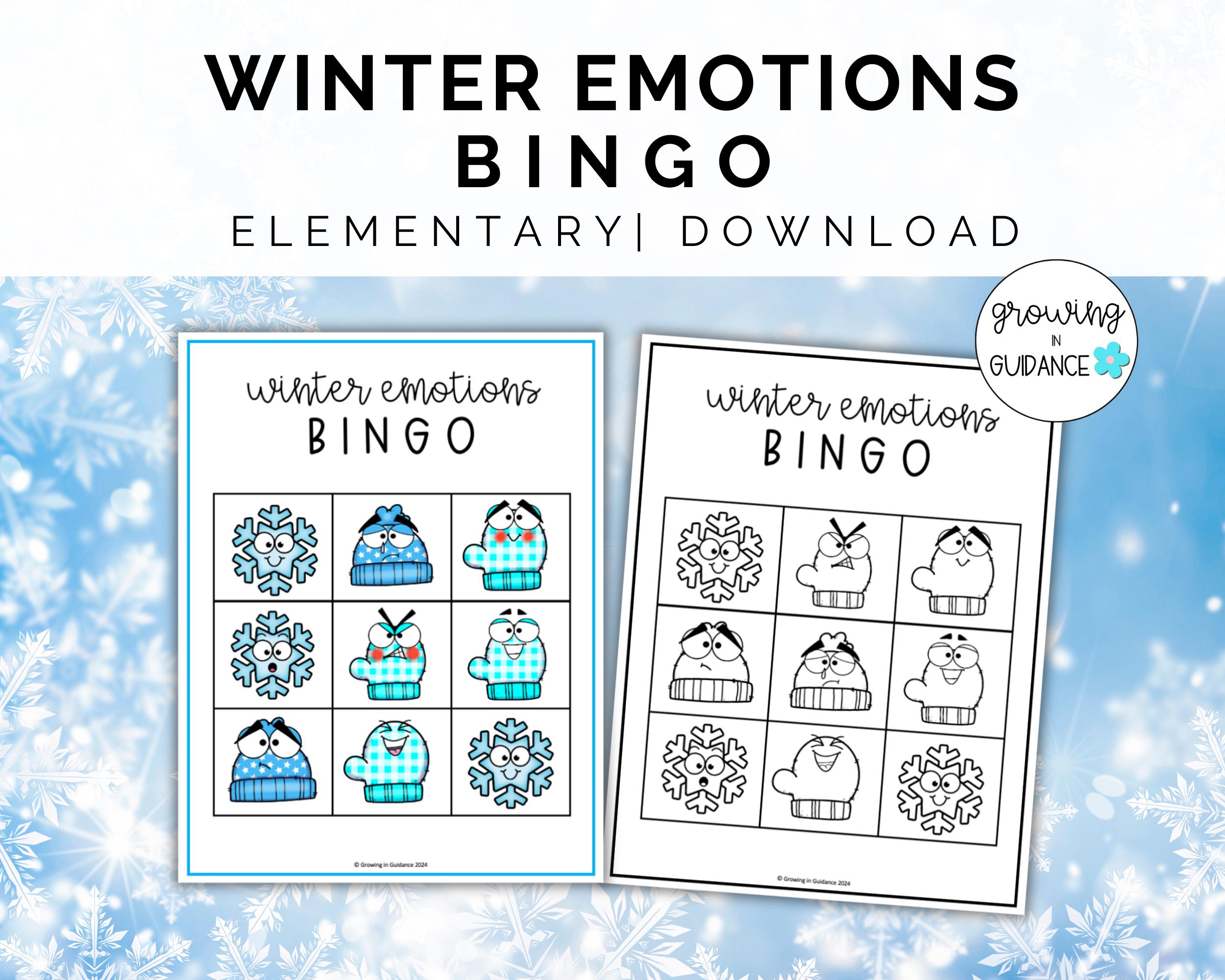 Winter Emotions BINGO Game Prek-2nd Grade No Prep SEL Activity ...