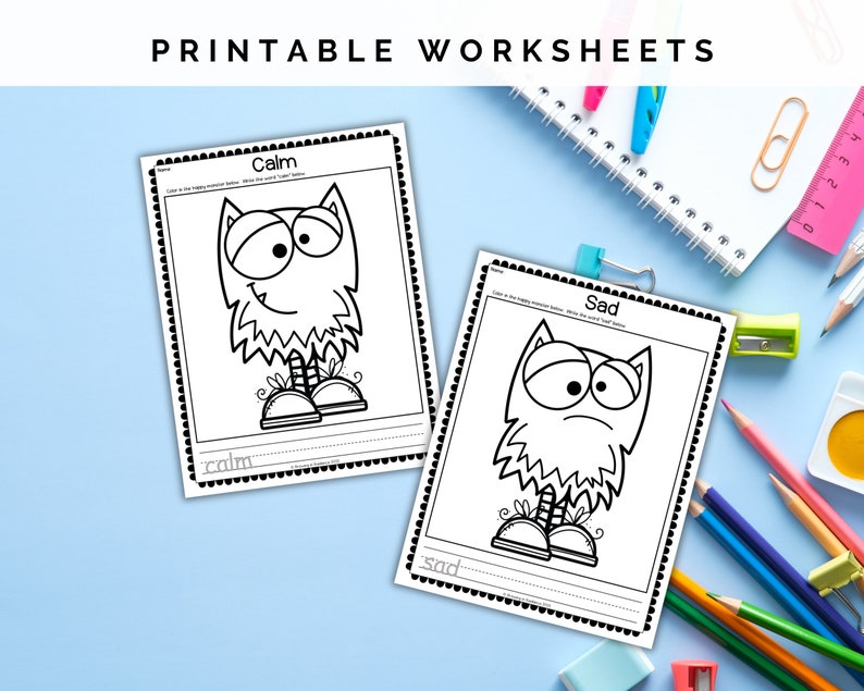 Color Monster Emotions Lesson: K-2 Presentation & Worksheets (digital ...