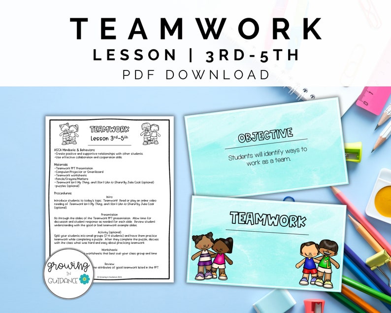 Teamwork Lesson & Presentation 3rd-5th Grade | Cooperation Lesson ...