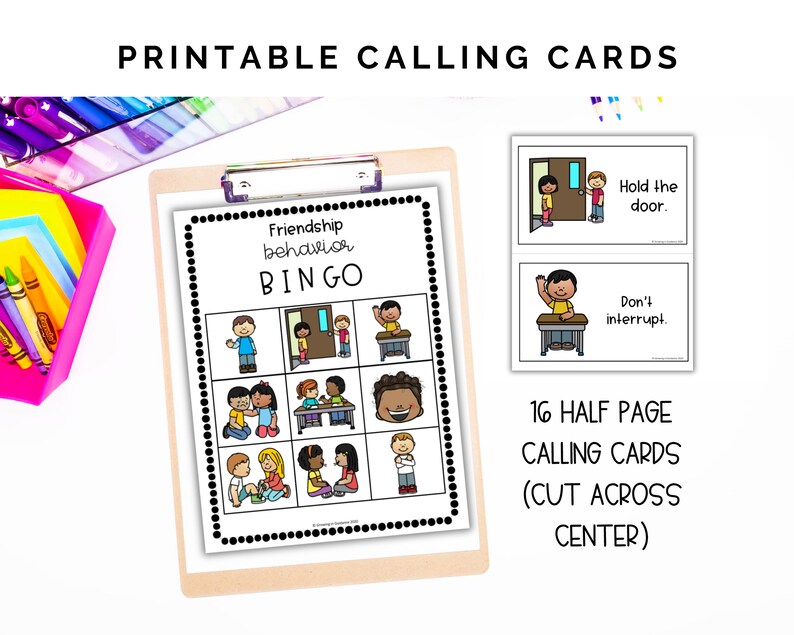 Friendship Behavior BINGO Prek-2nd Grade No Prep Social Skills Game ...