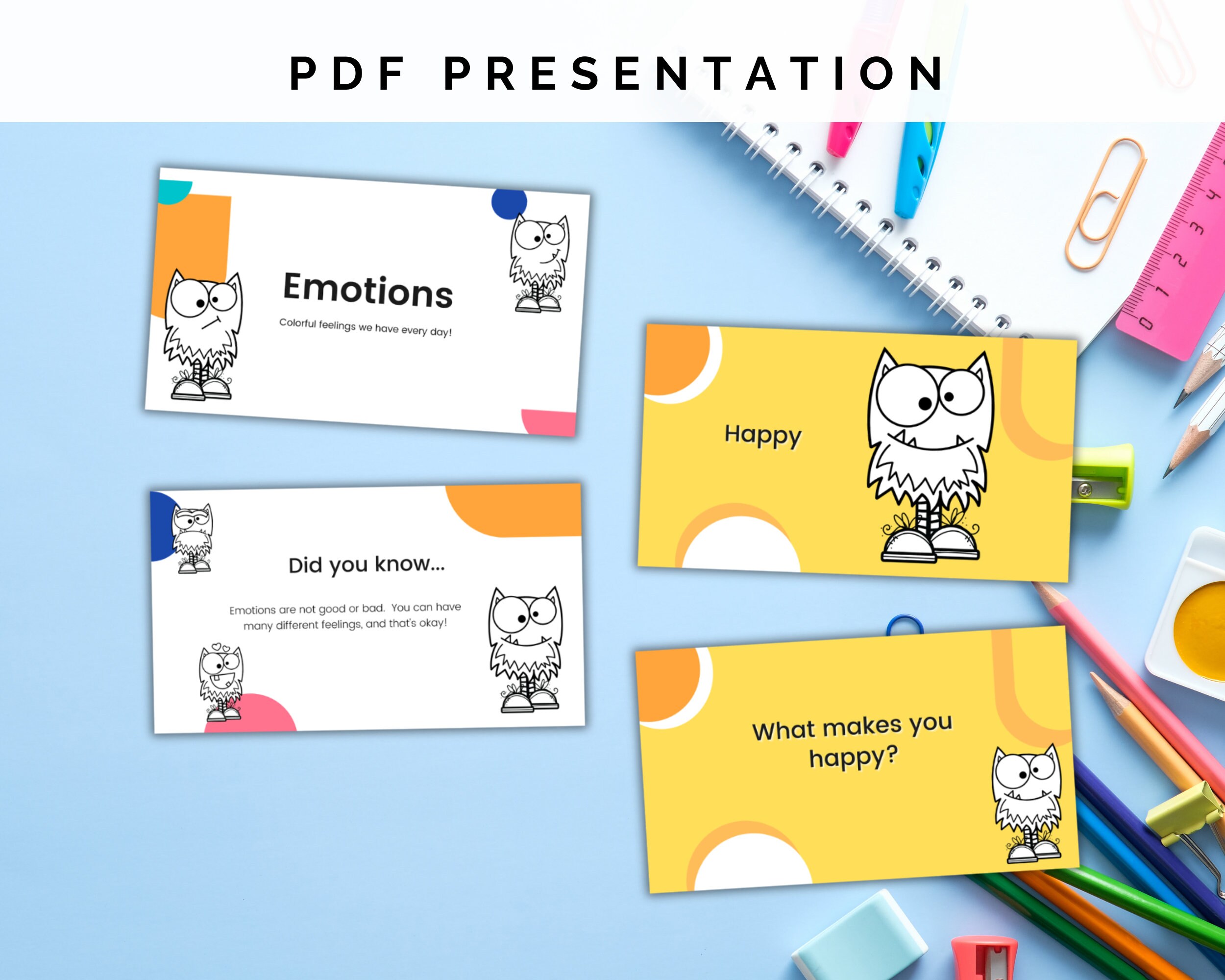 Color Monster Emotions Lesson: K-2 Presentation & Worksheets (digital ...
