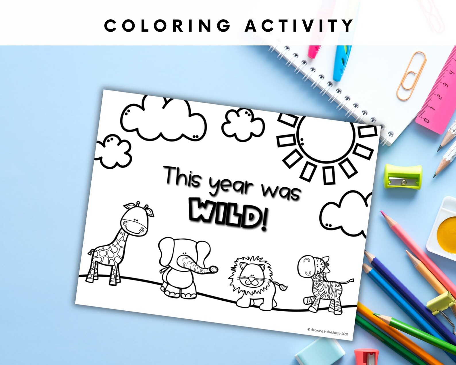 Safari Animal End of Year Activity Sheets: K-3 Reflection Worksheets ...