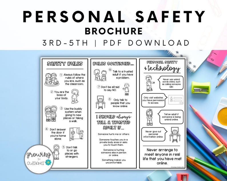Personal Safety Brochure: Elementary School Resource (PDF Download) - Etsy