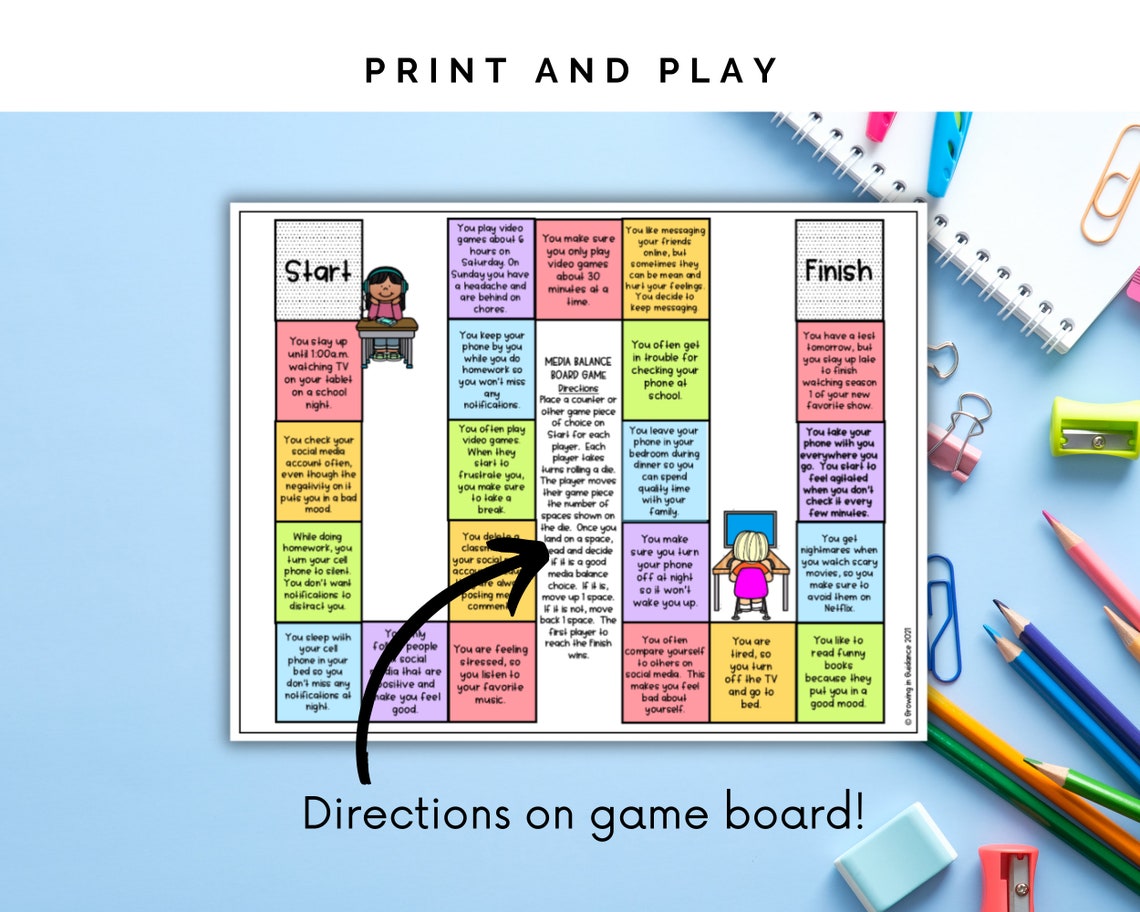 Media Balance Board Game: Health & Wellness Activity (printable) - Etsy