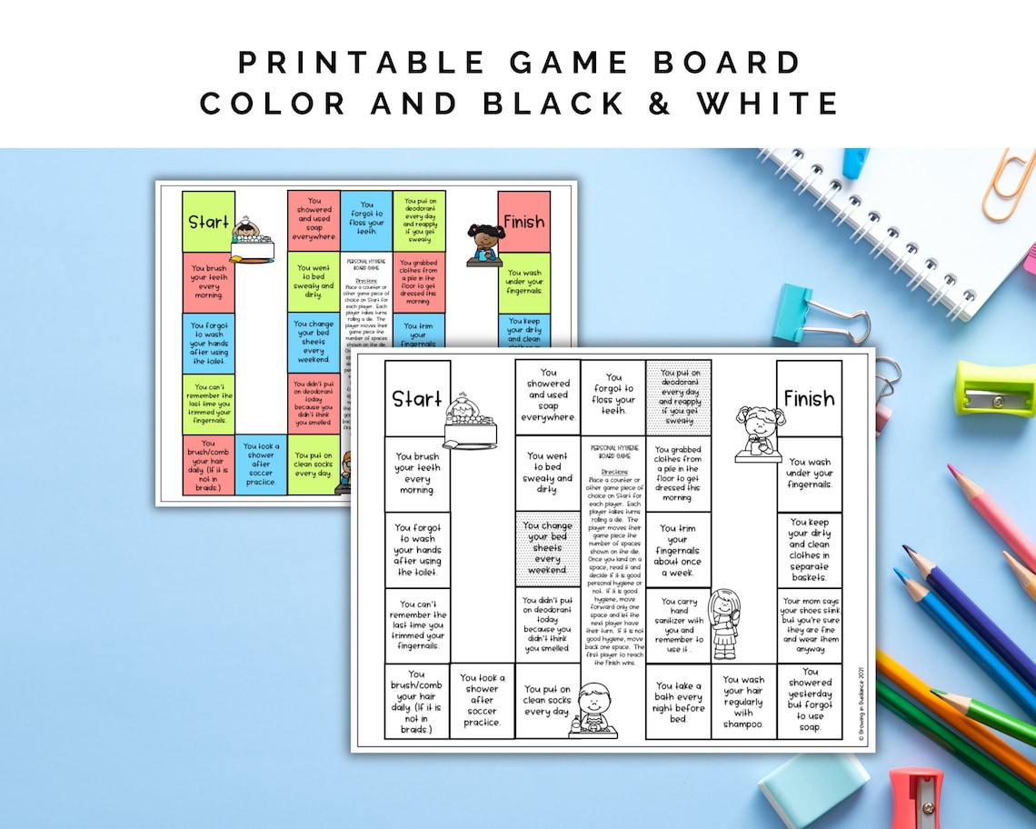 Personal Hygiene Board Game: Health & Life Skills (PDF Download) - Etsy