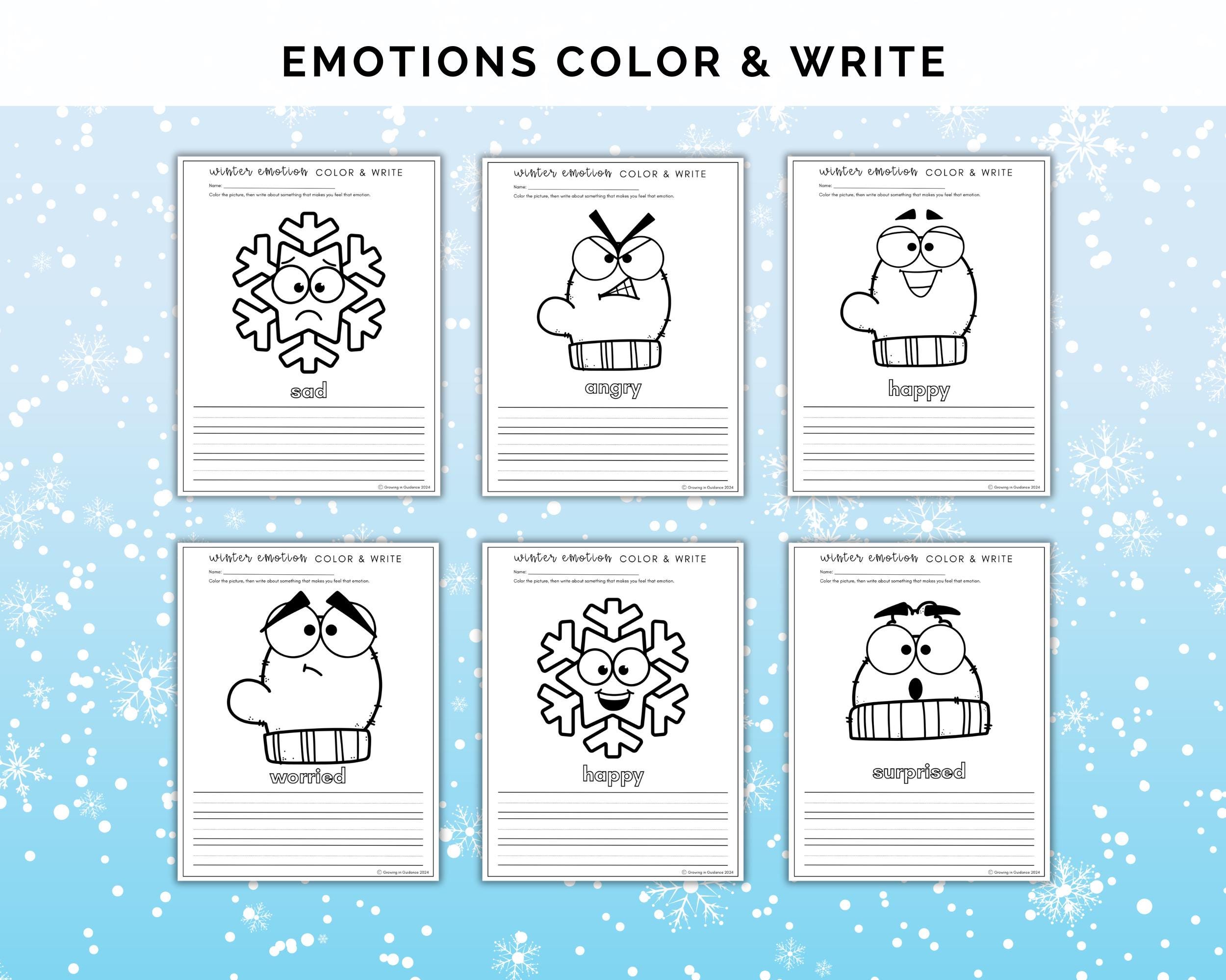 Winter Emotions Activity Sheets K-2nd | Holiday SEL School Counseling ...