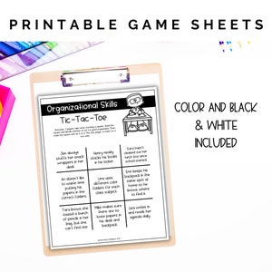 Organizational Skills Tic-tac-toe Game 3rd-5th Grade Elementary ...