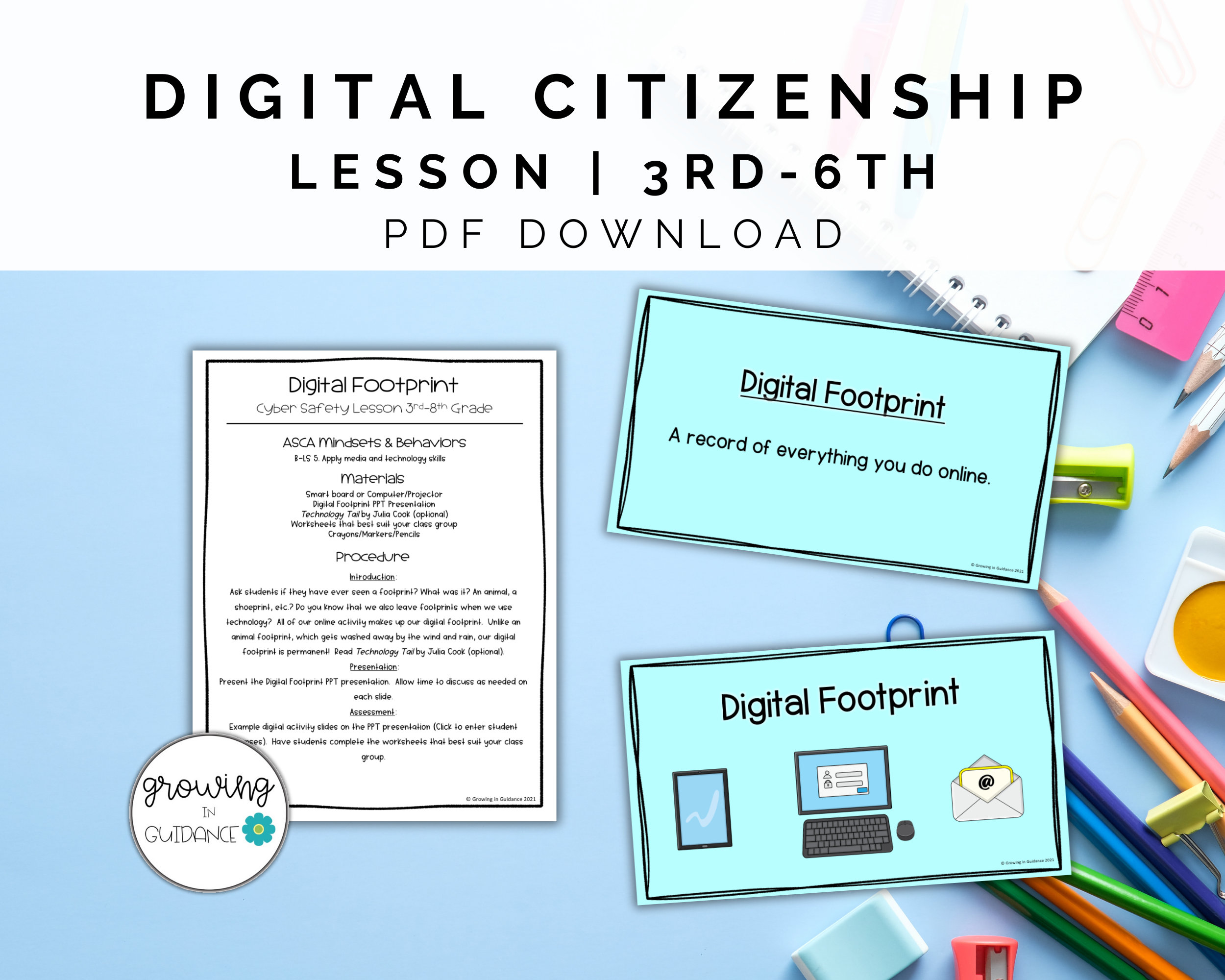 Digital Footprint | Cyber Safety Lesson & Presentation: 3rd-8th Grade ...