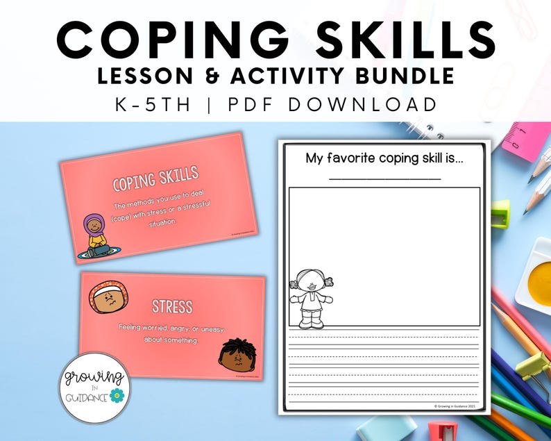 Coping Skills Lesson & Activity Bundle K-5th Grade Elementary Low Prep ...