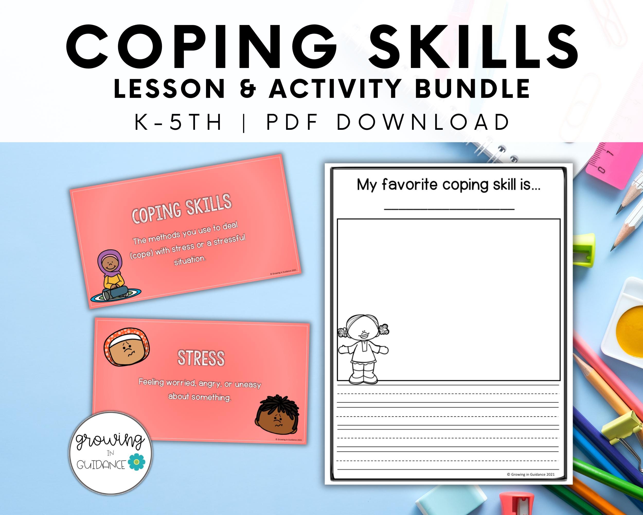 Coping Skills Lesson & Activity Bundle K-5th Grade Elementary Low Prep ...