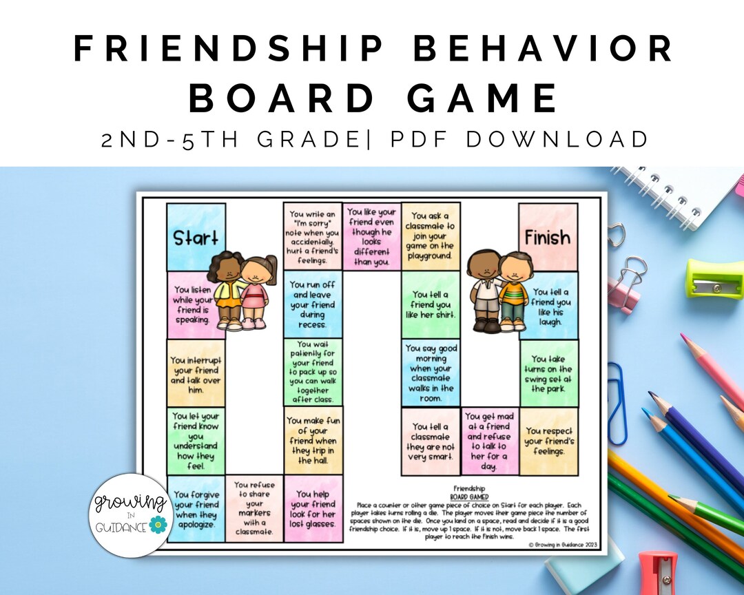 Friendship Behavior Board Game 2nd-5th Grade No Prep Elementary ...