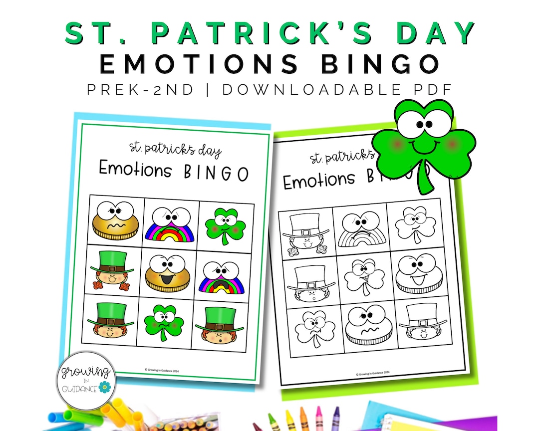 St. Patrick's Day Emotions BINGO Game Prek-2nd Grade | No Prep SEL ...