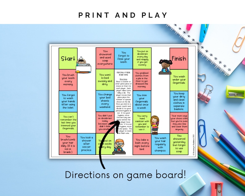 Personal Hygiene Board Game: Health & Life Skills (PDF Download) - Etsy
