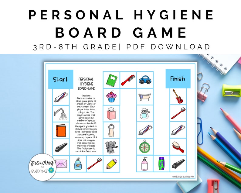 Hygiene Board Game: Prek-2nd Grade Life Skills Activity (digital ...